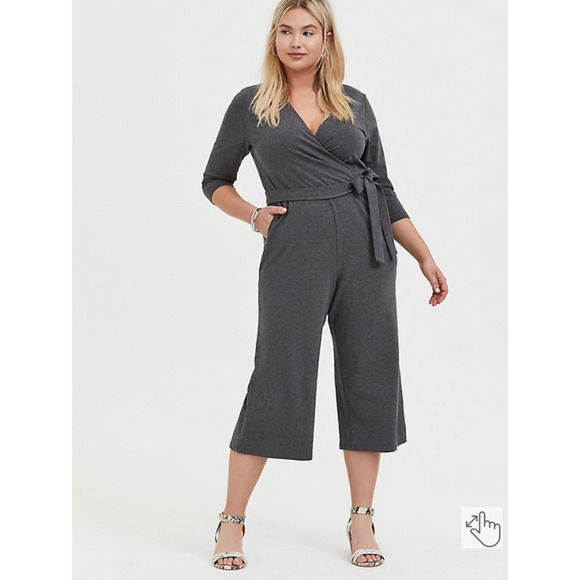 torrid | Pants & Jumpsuits | Torrid Womens Terry Culotte Jumpsuit Gray ...